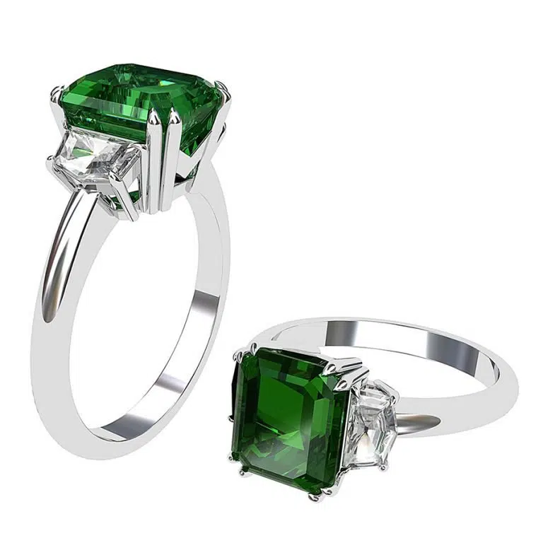 Emerald and Cadillac Diamond Ring | Waldemar Jewellers