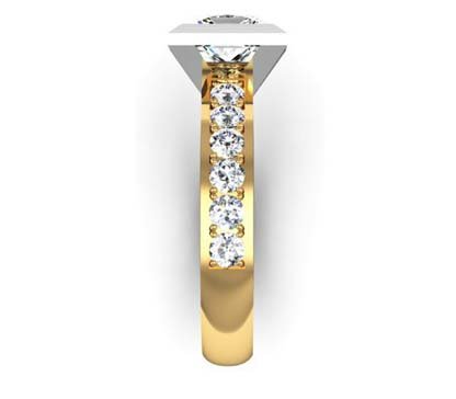 Princess Cut Diamond Bezel Set Yellow Gold Engagement Ring