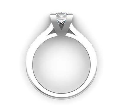 Princess Cut Diamond Engagement Ring with V-Shape Basket