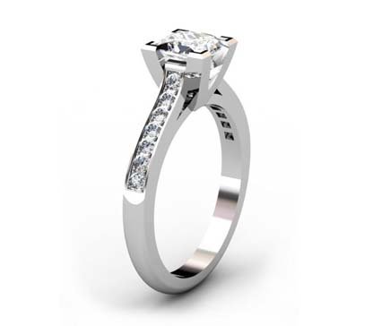 Princess Cut Diamond Engagement Ring with V-Shape Basket