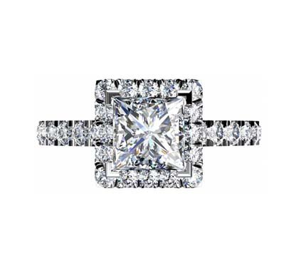 Princess Cut Diamond Halo Engagement Ring