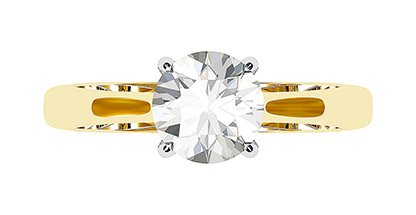 Two Tone Round Solitaire Diamond Ring