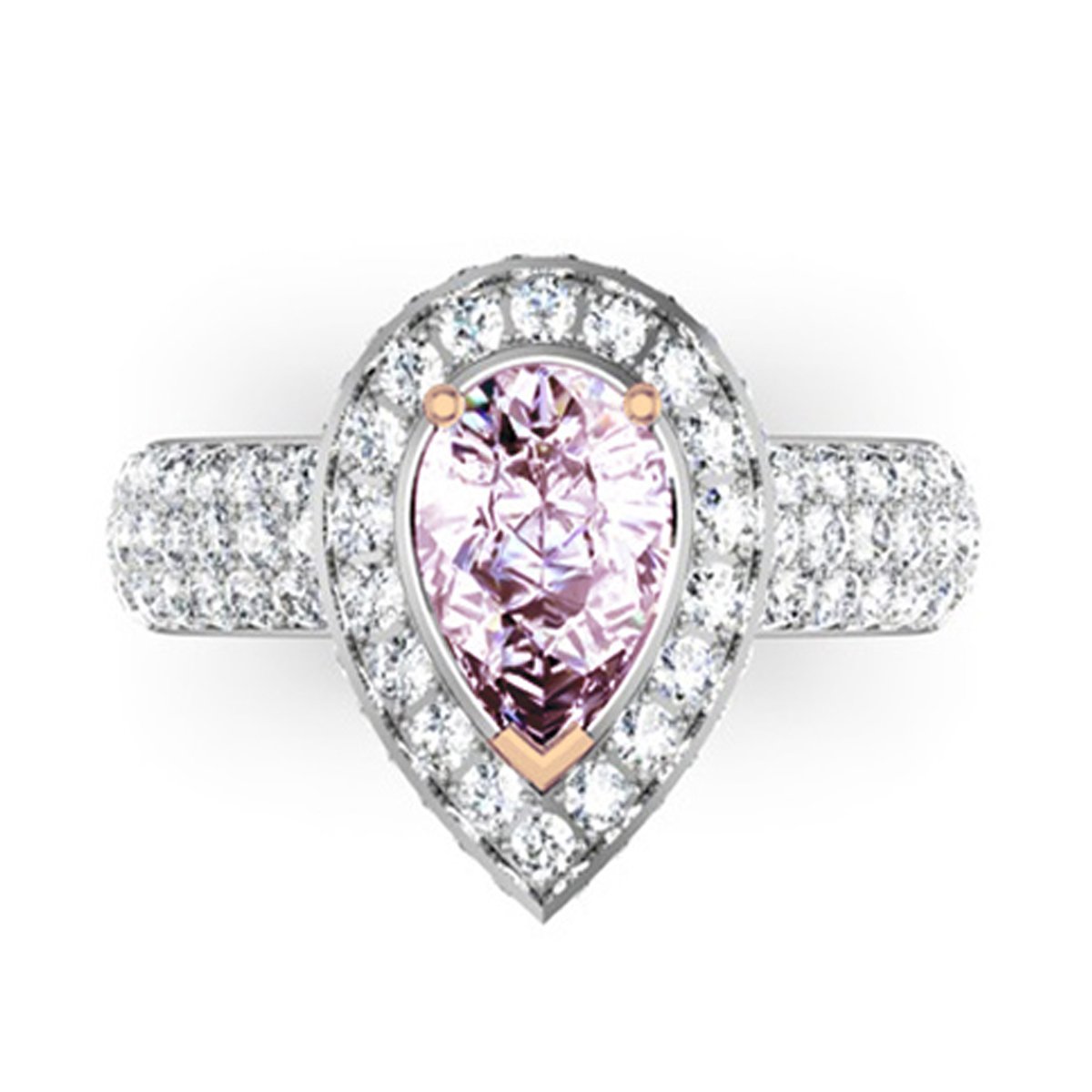 1Ct Pear-Shaped Pink Diamond Cobblestone Engagement Ring