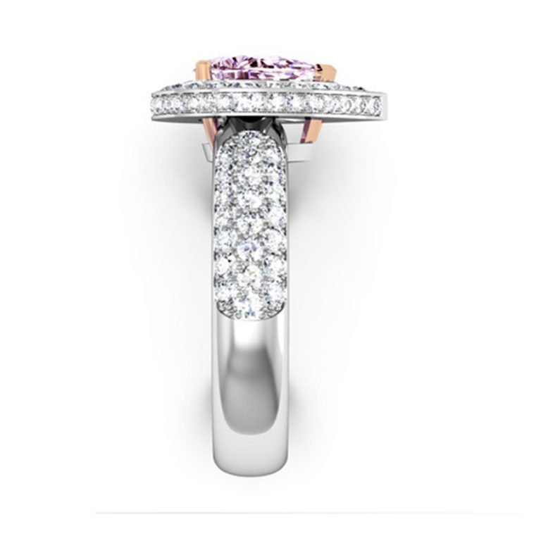 1Ct Pear-Shaped Pink Diamond Cobblestone Engagement Ring