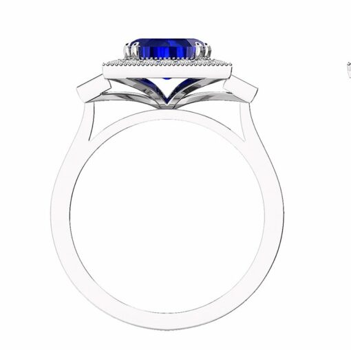 Blue Sapphire Art Deco Inspired Engagement Ring | Waldemar Jewellers