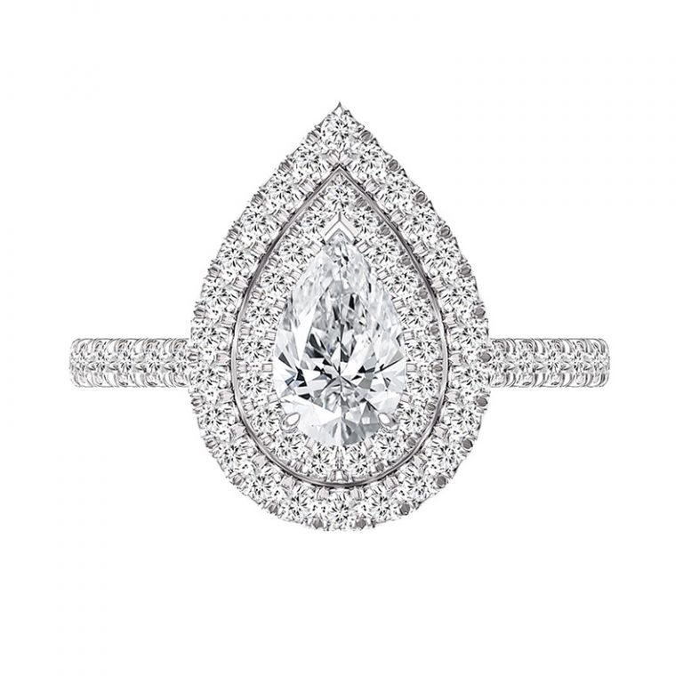 Double Halo Pear Shaped Engagement Ring | Waldemar Jewellers