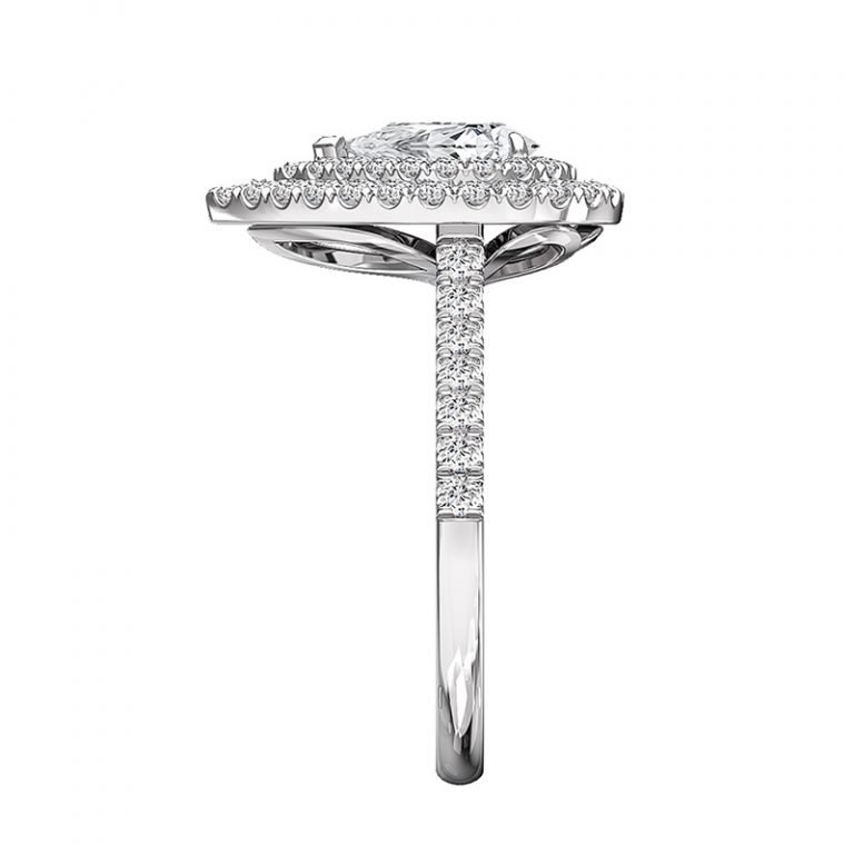 Double Halo Pear Shaped Engagement Ring | Waldemar Jewellers