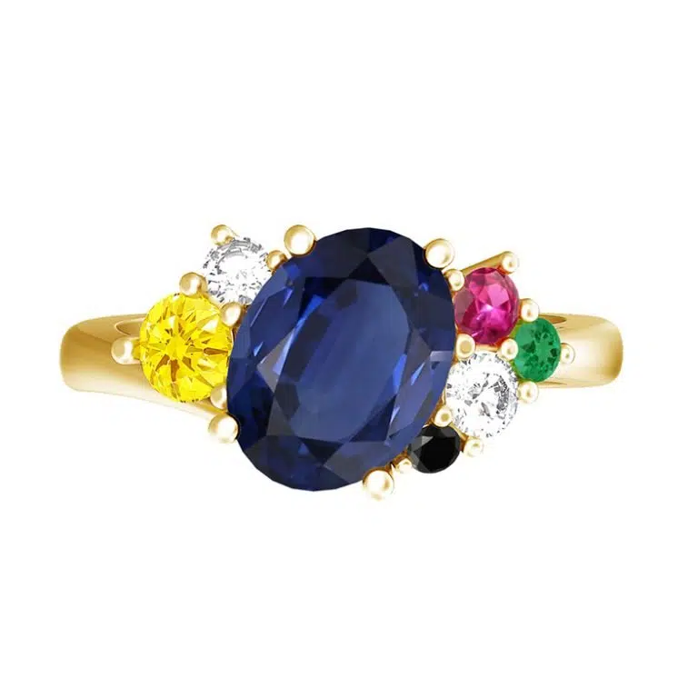 Multi-Coloured Gemstone Cluster Ring | Waldemar Jewellers