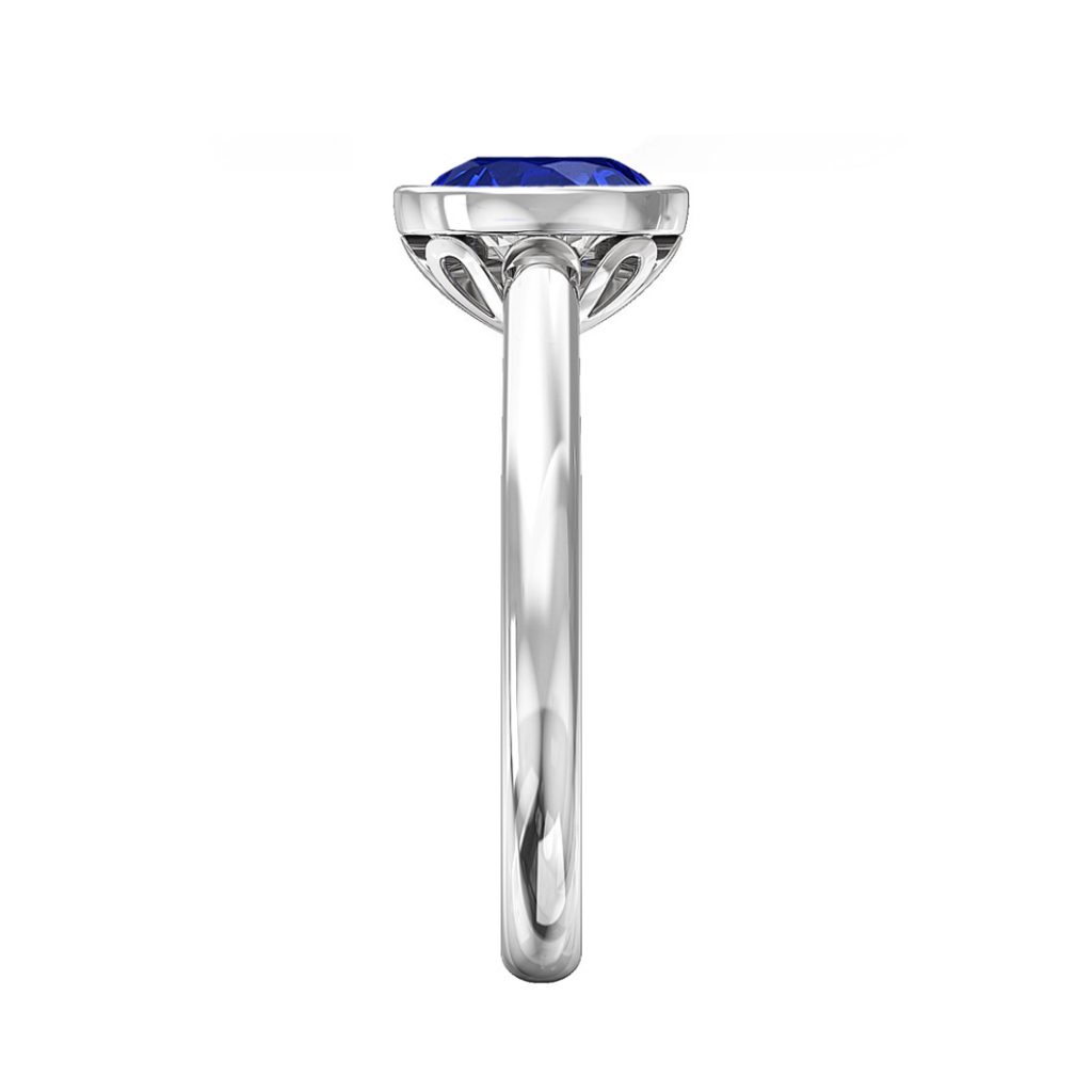 Round Blue Sapphire | Bezel Set Solitaire Engagement Ring