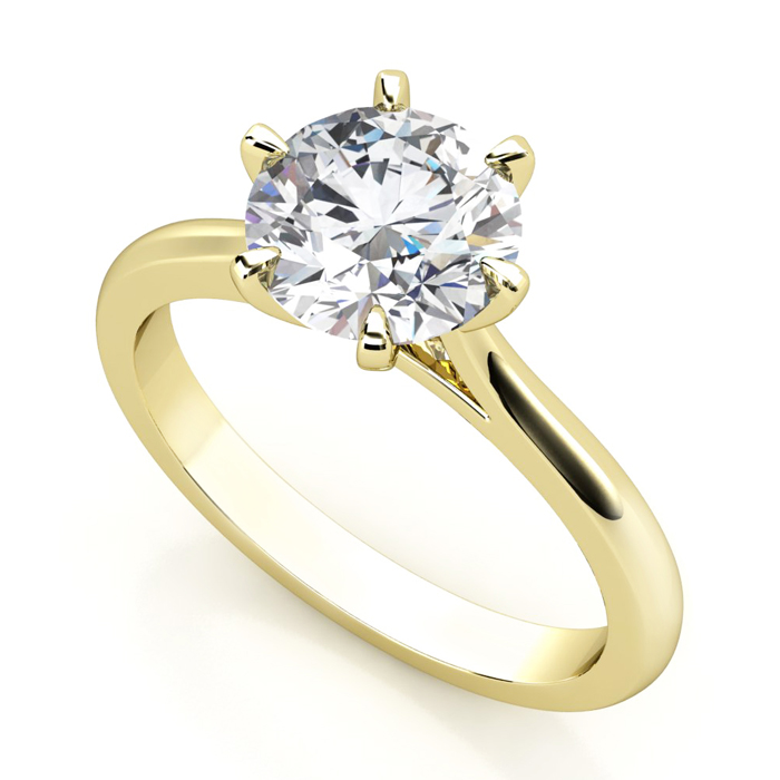 6 Claw Solitaire Engagement Ring In Yellow Gold | Waldemar Jewellers