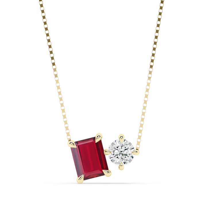 Ruby and Diamond Two Stone Necklace | Waldemar Jewellers